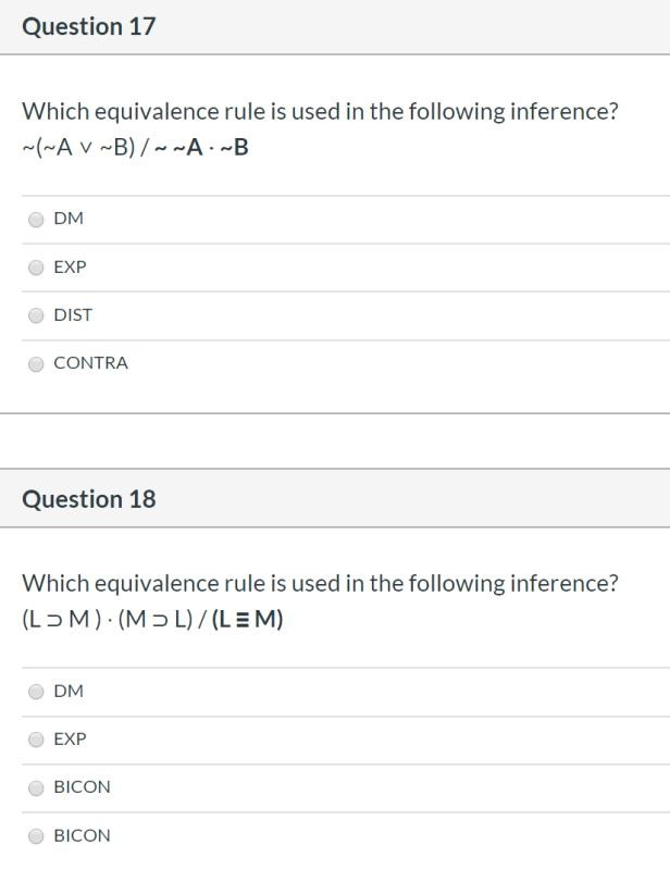 Solved Question 17 Which equivalence rule is used in the | Chegg.com