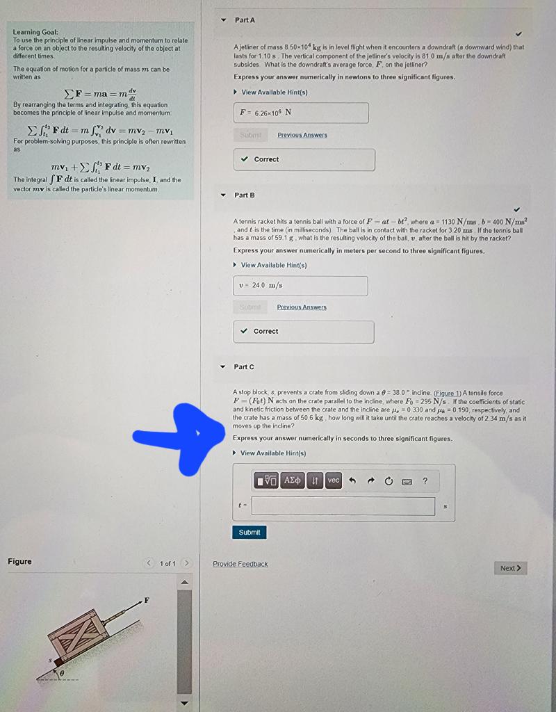 Solved Leaming Goal: To use the princlple of linear impulse | Chegg.com