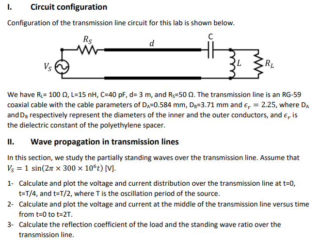 Lab Help: Configuration of the transmission line | Chegg.com