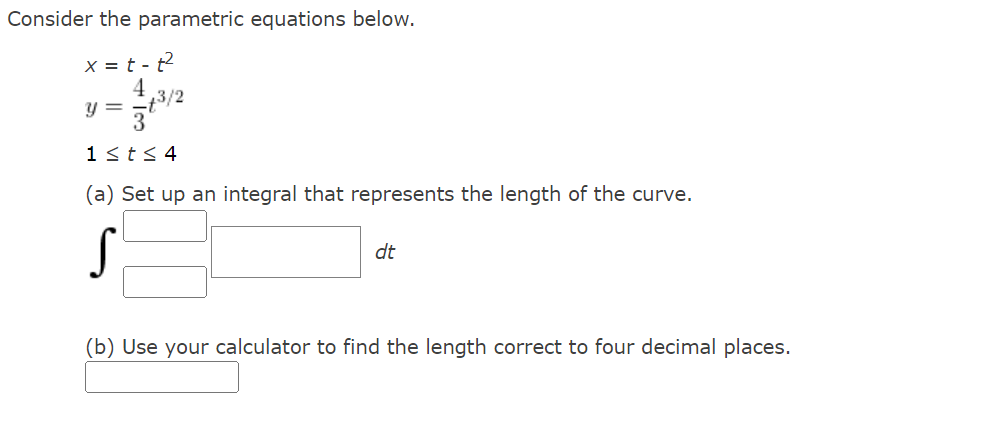 Solved Consider the parametric equations below. | Chegg.com