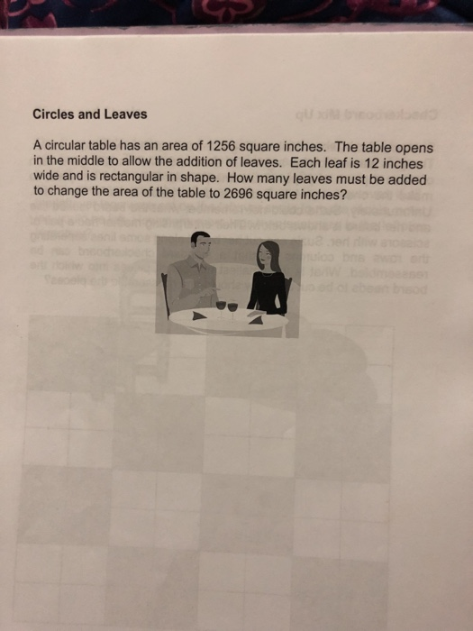 Solved Circles and Leaves A circular table has an area of | Chegg.com