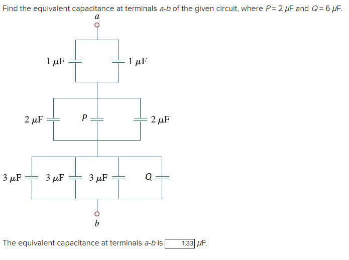 Solved Find the equivalent capacitance at terminals a-b of | Chegg.com