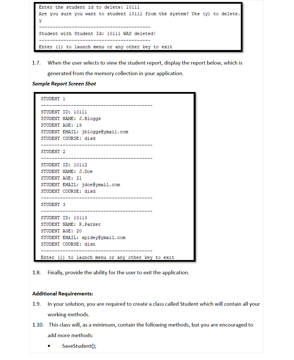 Solved - SearchStudent(); - DeleteStudent(); - | Chegg.com