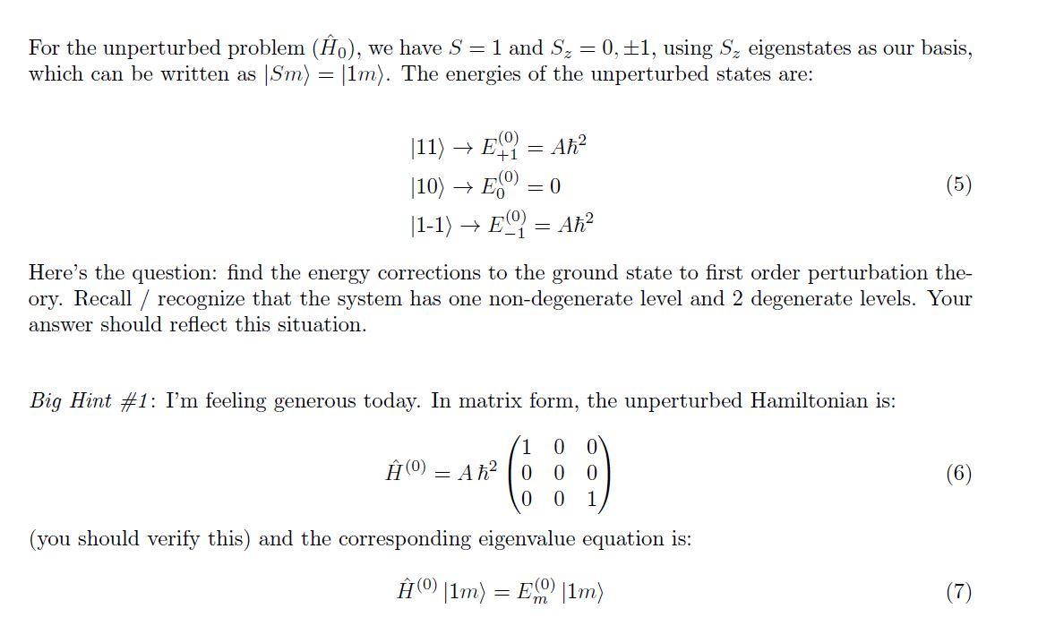Solved Problem 3 Degenerate perturbation theory on a spin - | Chegg.com