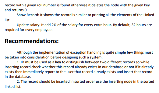 Solved Data structures Project Employee record management | Chegg.com