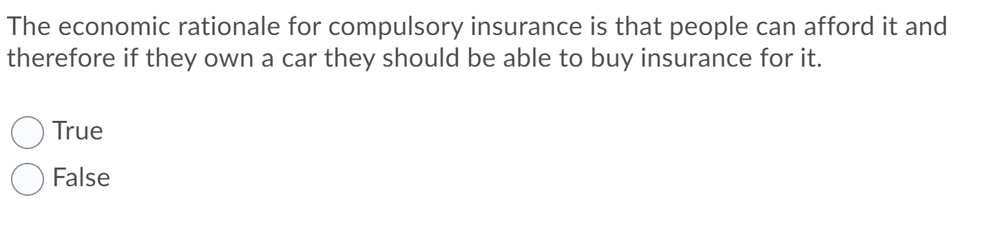 Solved The economic rationale for compulsory insurance is | Chegg.com