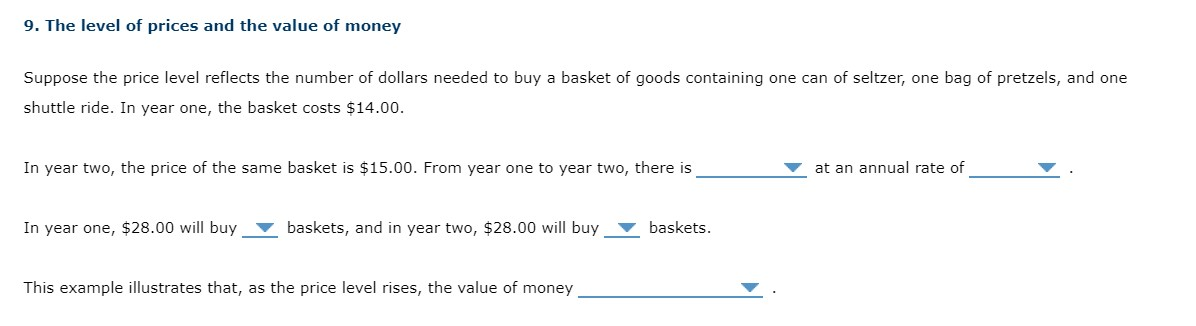 Solved 9. The level of prices and the value of money Suppose | Chegg.com