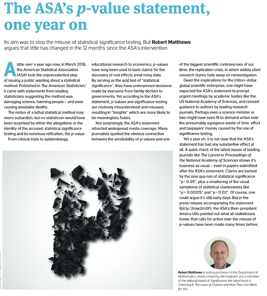 The ASA's p-value statement, one year on Its aim was | Chegg.com