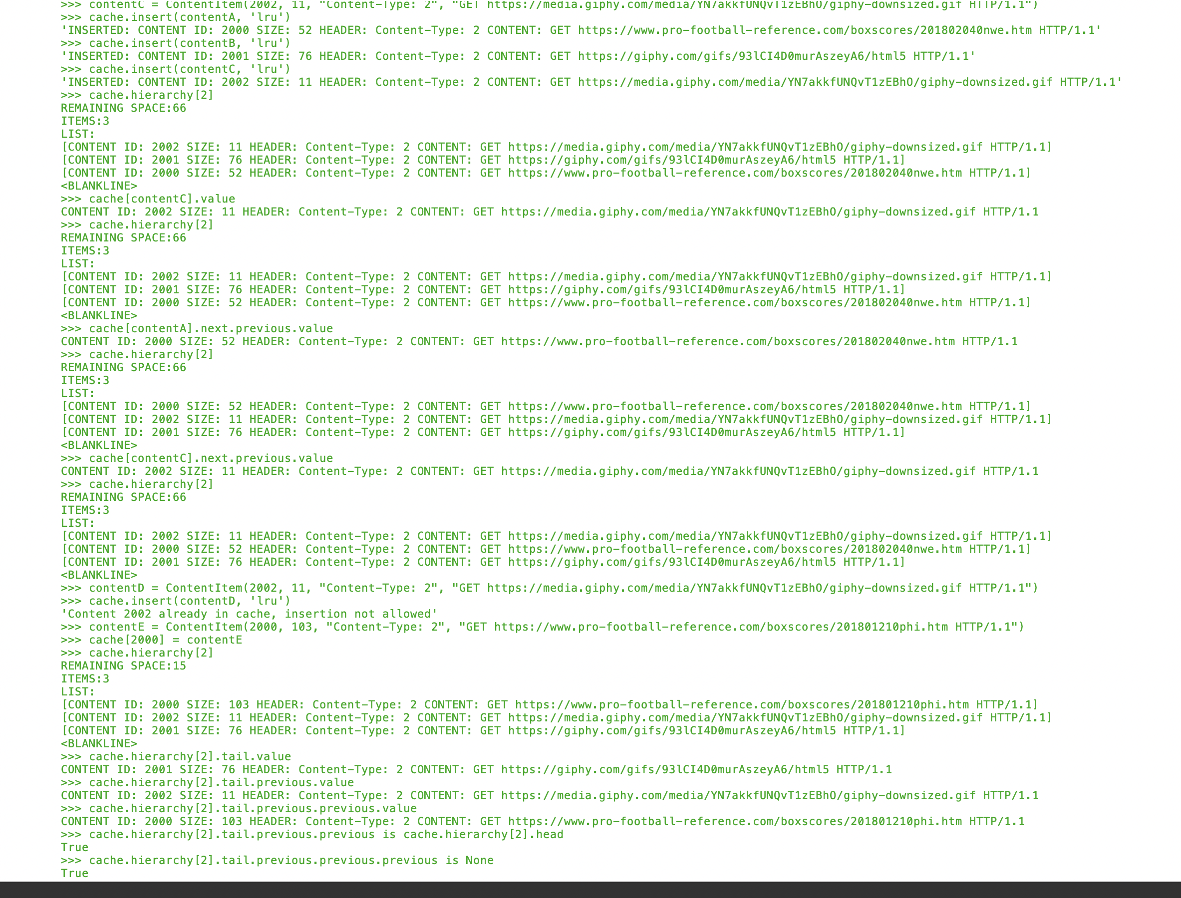 Solved ≫ cache.insert (content6, 'lru') 'INSERTED: CONTENT | Chegg.com