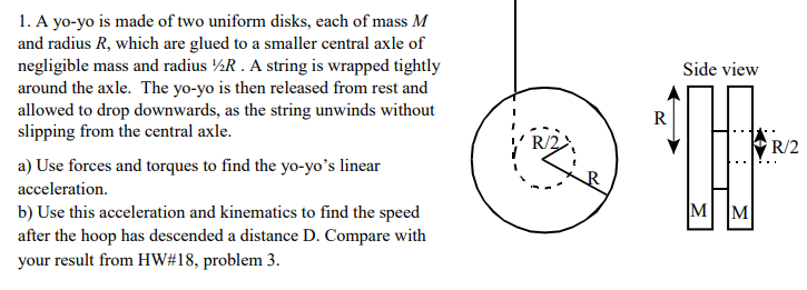 Solved 1. ﻿A yo-yo is made of two uniform disks, each of | Chegg.com