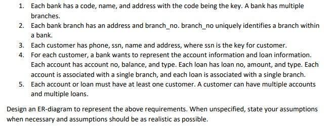 Solved 1. Each bank has a code, name, and address with the | Chegg.com
