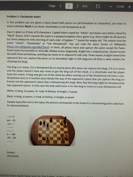 Problem 1: Checkmate mate! In this problem you are | Chegg.com