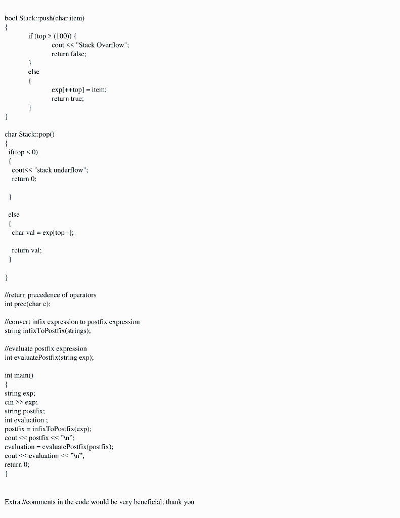 Solved Stacks ( 200 points) 1) string infixToPostfix(string | Chegg.com