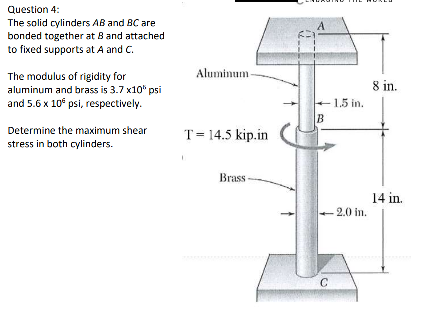 Solved Question 4:The solid cylinders AB ﻿and BC ﻿arebonded | Chegg.com