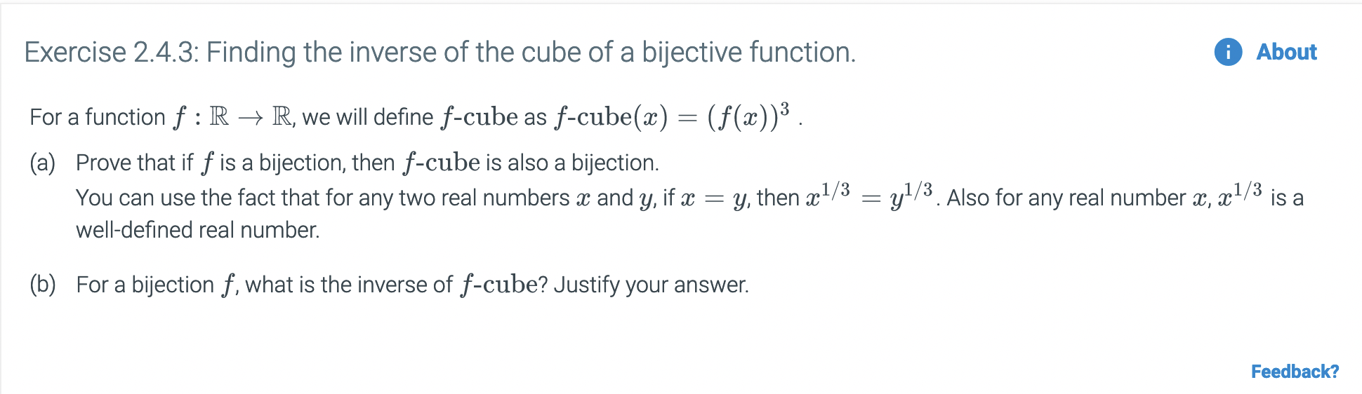 Solved Exercise 2.4.3: Finding the inverse of the cube of a | Chegg.com