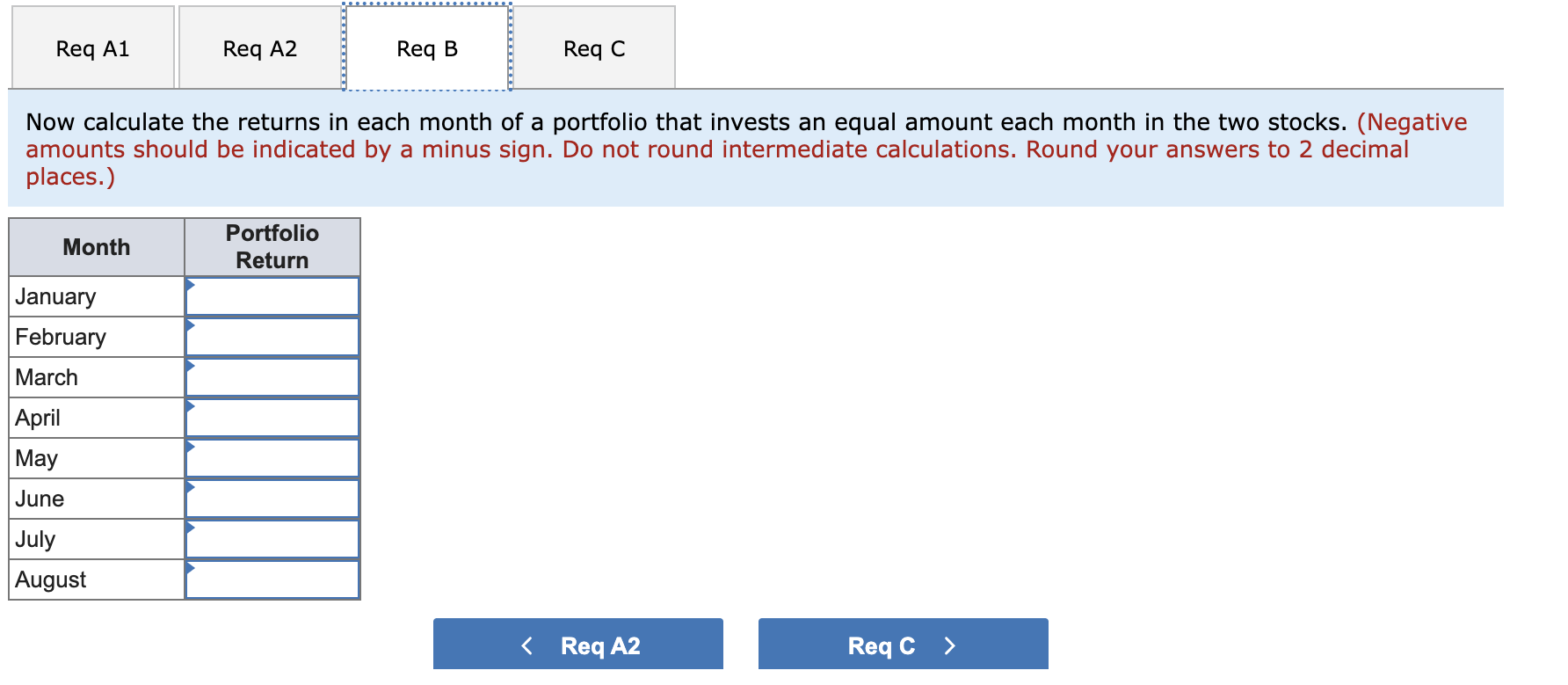 Solved Here are the returns on two stocks. Required: a-1. | Chegg.com