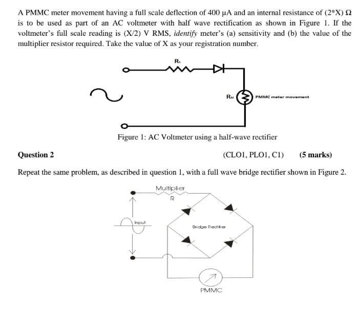 Solved A PMMC meter movement having a full scale deflection | Chegg.com
