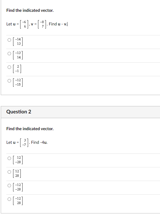 Solved Find the indicated vector. Let u = [..],v - [ -> ]. | Chegg.com
