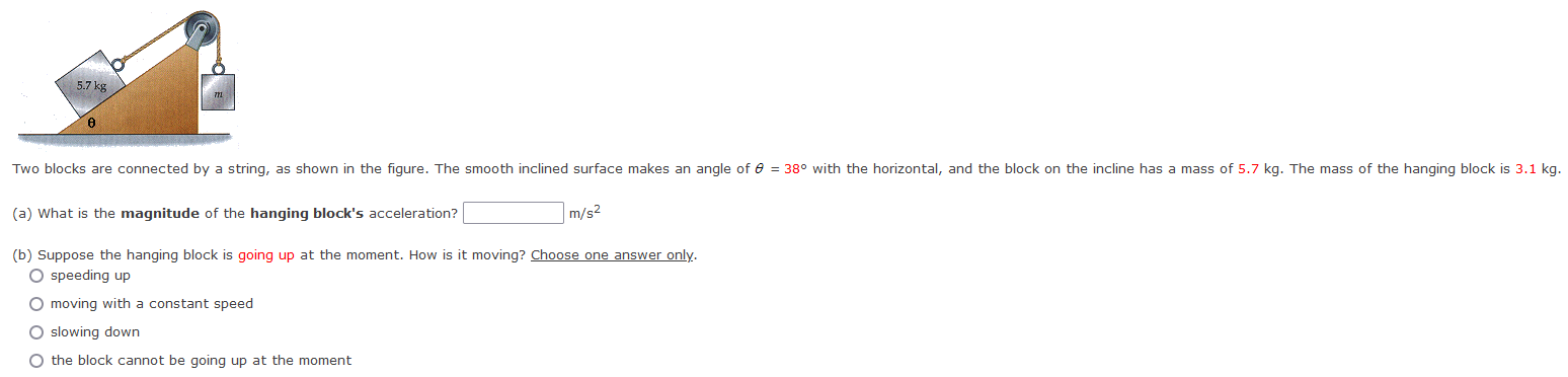 Solved (a) What is the magnitude of the hanging block's | Chegg.com