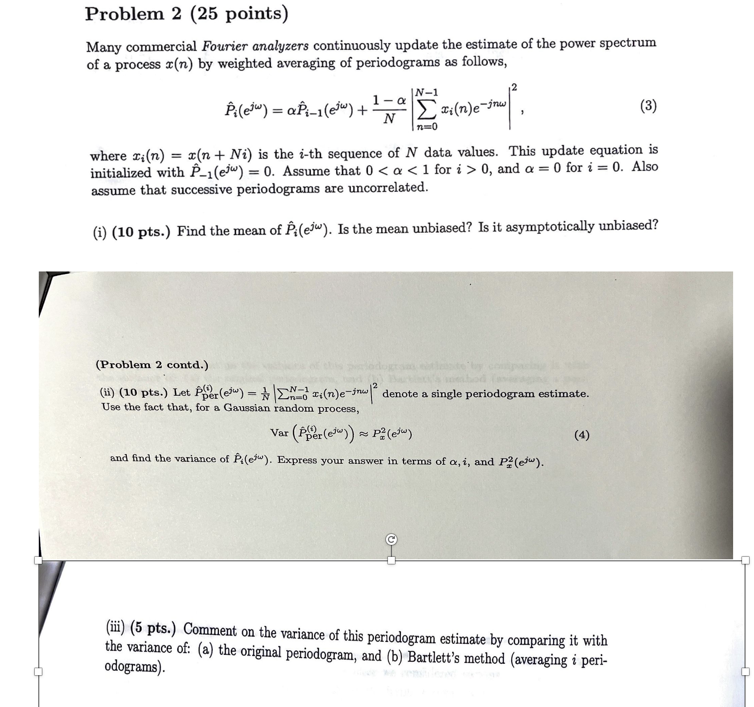 Solved (Problem 2 ﻿contd.)(ii) (10 ﻿pts.) ﻿Let | Chegg.com
