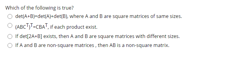 Solved Which of the following is true? | Chegg.com