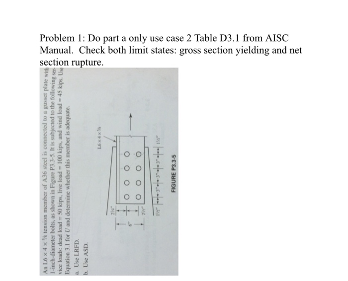 Solved Do part a only use case 2 Table D3.1 from AISC | Chegg.com