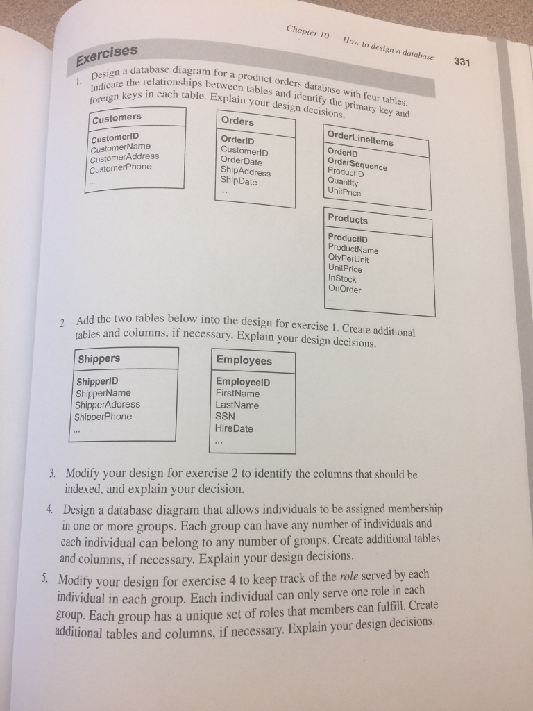 Chapter 10 How to design a database 331 Exercises 1. | Chegg.com