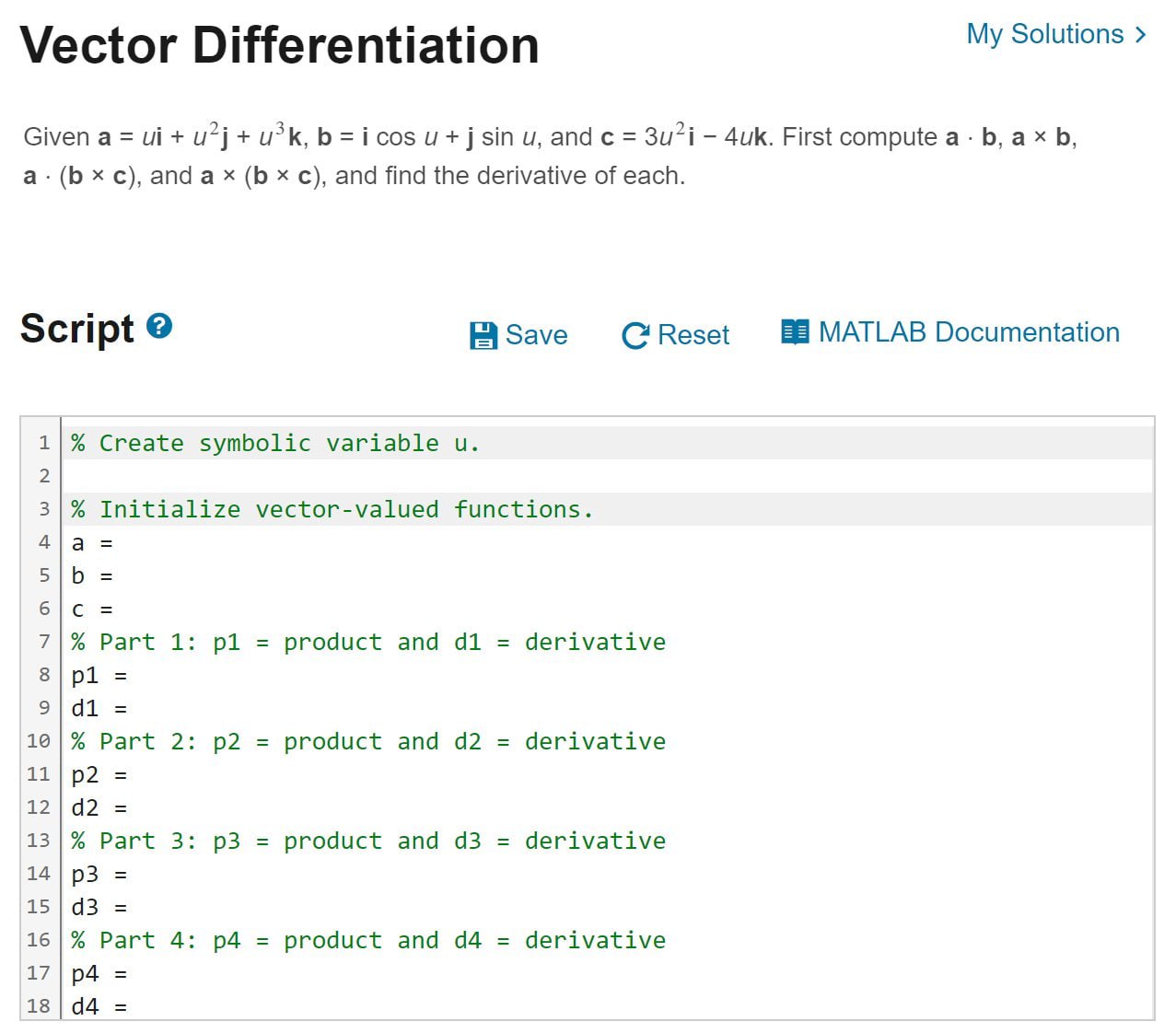 Solved Vector Differentiation My Solutions > Given | Chegg.com