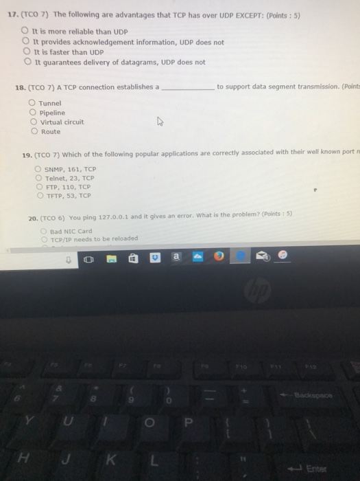 Solved The following are advantages that TCP has over UDP | Chegg.com