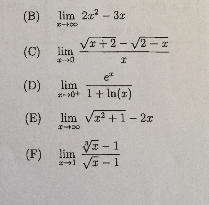 Solved Evaluate each limit using algebraic techniques. Use ∞ | Chegg.com