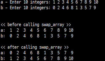 Solved • Write a function swap_array that receives two | Chegg.com