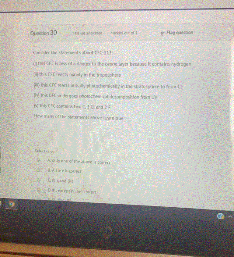 Solved Question 30 Not yet answered Marked out of Flag | Chegg.com
