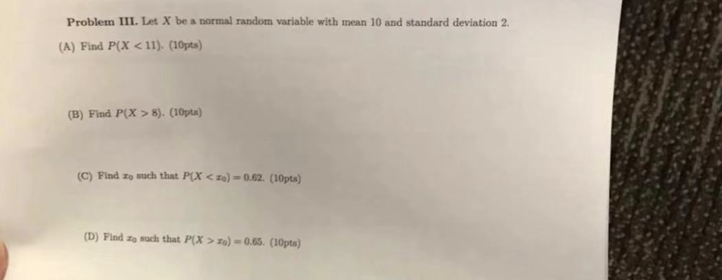 Solved Problem Iii Let X Be A Normal Random Variable With 6406