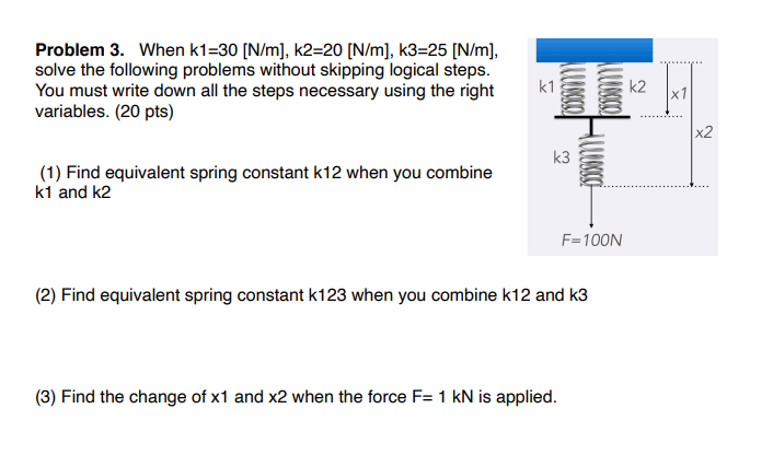 Problem 3. ﻿When k1=30[Nm],k2=20[Nm],k3=25[Nm],solve | Chegg.com