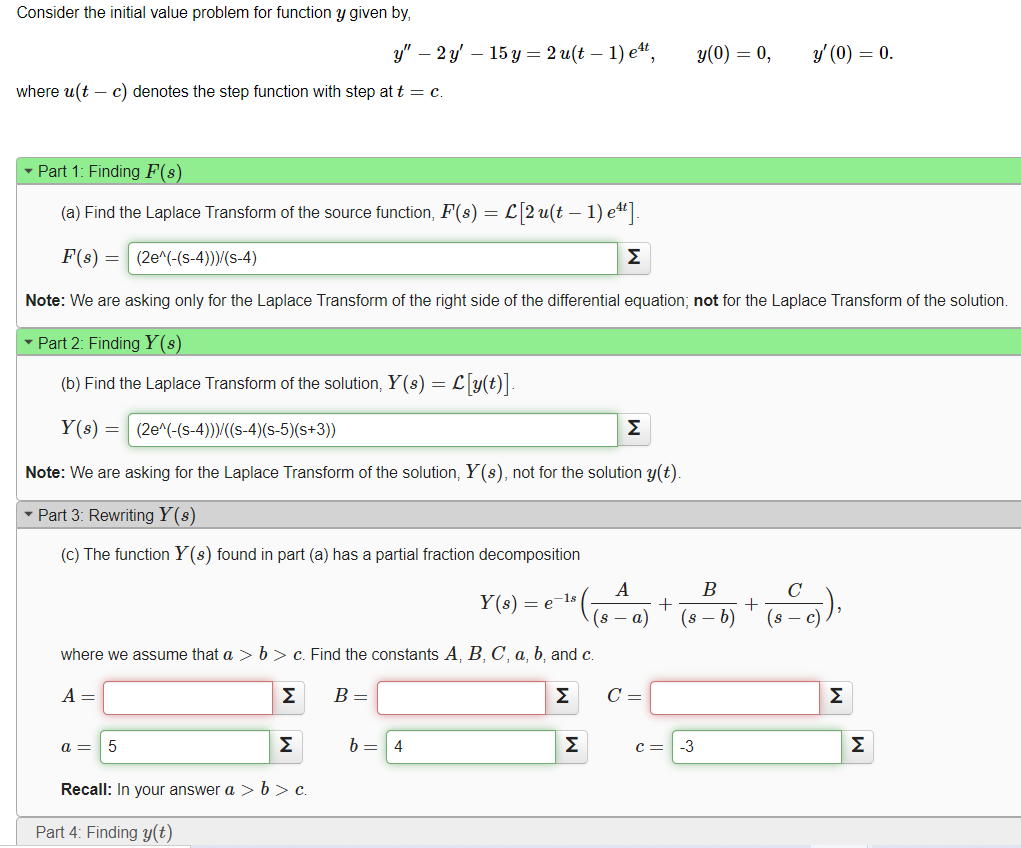 Solved Please help with finding constants A, B, and C with | Chegg.com