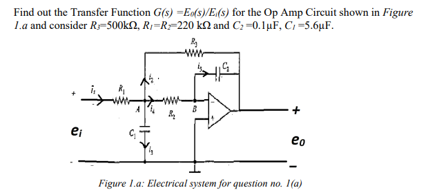 Solved Find Out The Transfer Function G S E0 S Ei S For