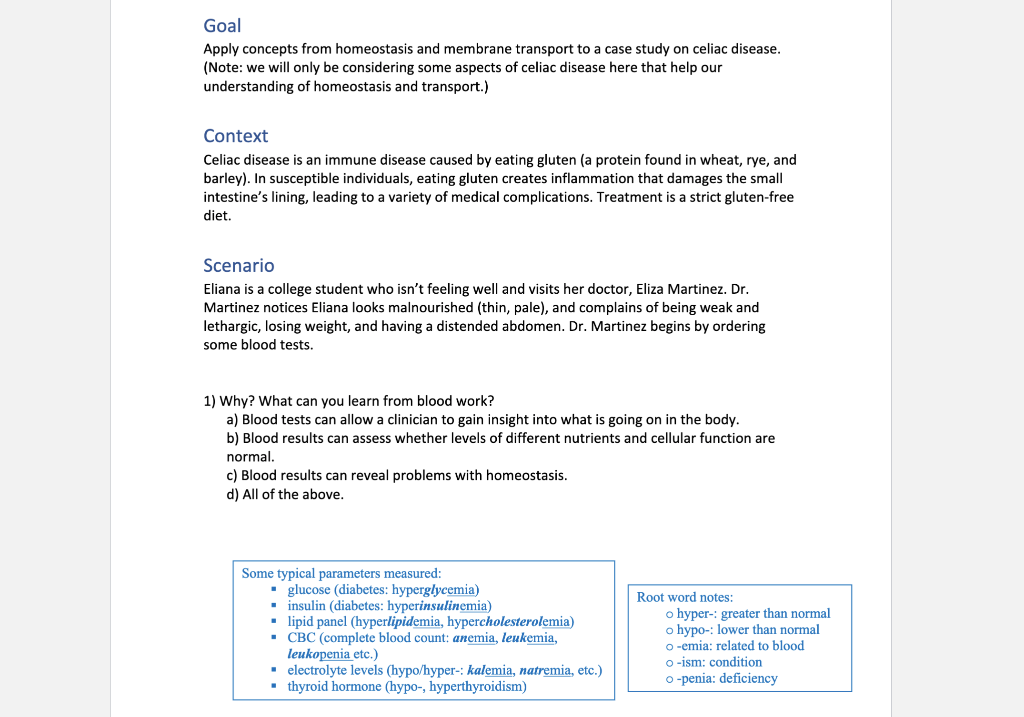 Solved Goal Apply concepts from homeostasis and membrane | Chegg.com