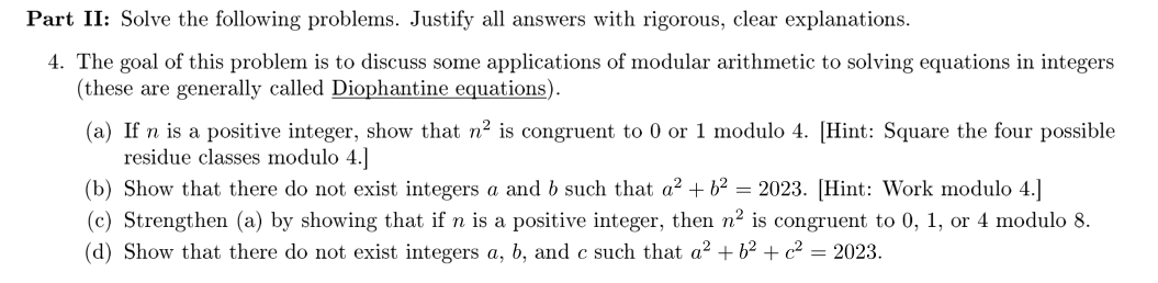 Solved Part II: Solve the following problems. Justify all | Chegg.com