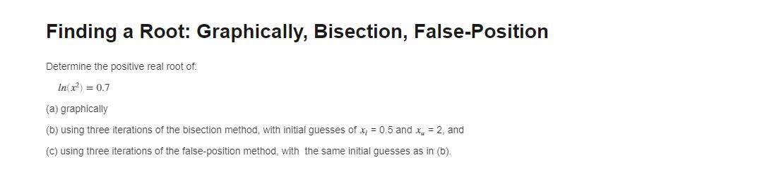 Solved Finding A Root Graphically Bisection 7096