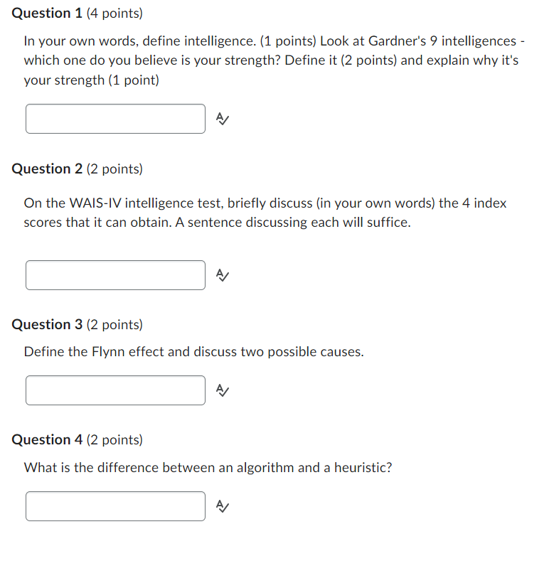Solved In your own words, define intelligence. (1 points) | Chegg.com