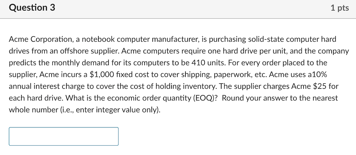 Solved Acme Corporation, a notebook computer manufacturer, | Chegg.com