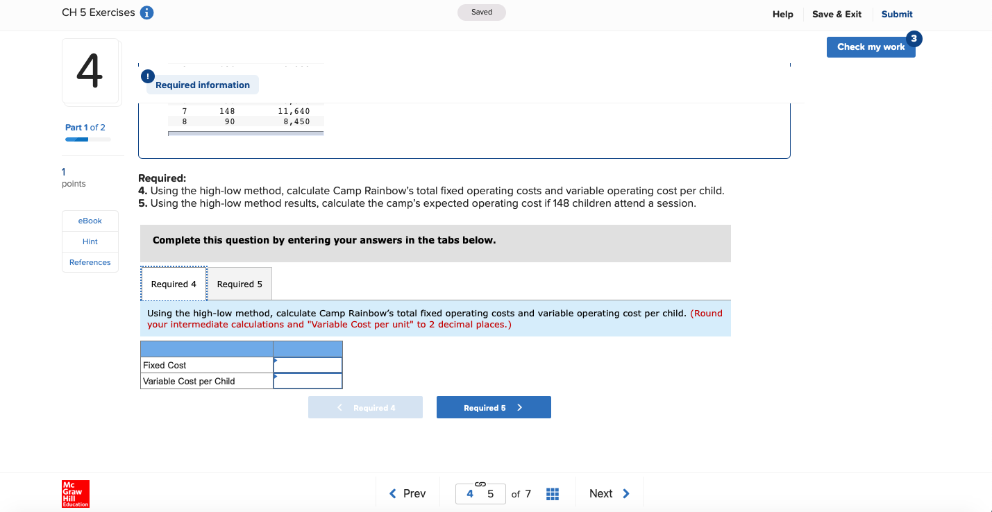 Solved CH 5 Exercises a Saved Help Save & Exit Submit Check | Chegg.com