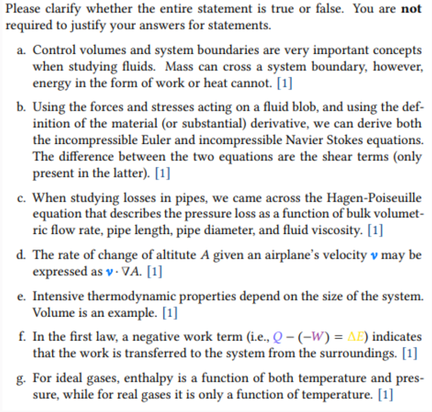 Solved Please clarify whether the entire statement is true | Chegg.com