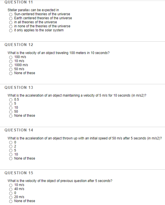 Solved Question 11 Stellar Parallax Can Be Expected In 0241