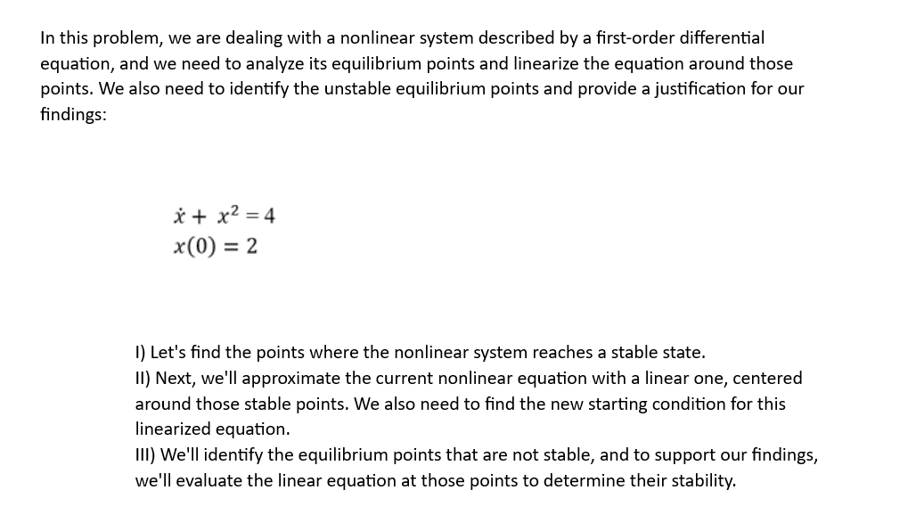 Solved In this problem, we are dealing with a nonlinear | Chegg.com