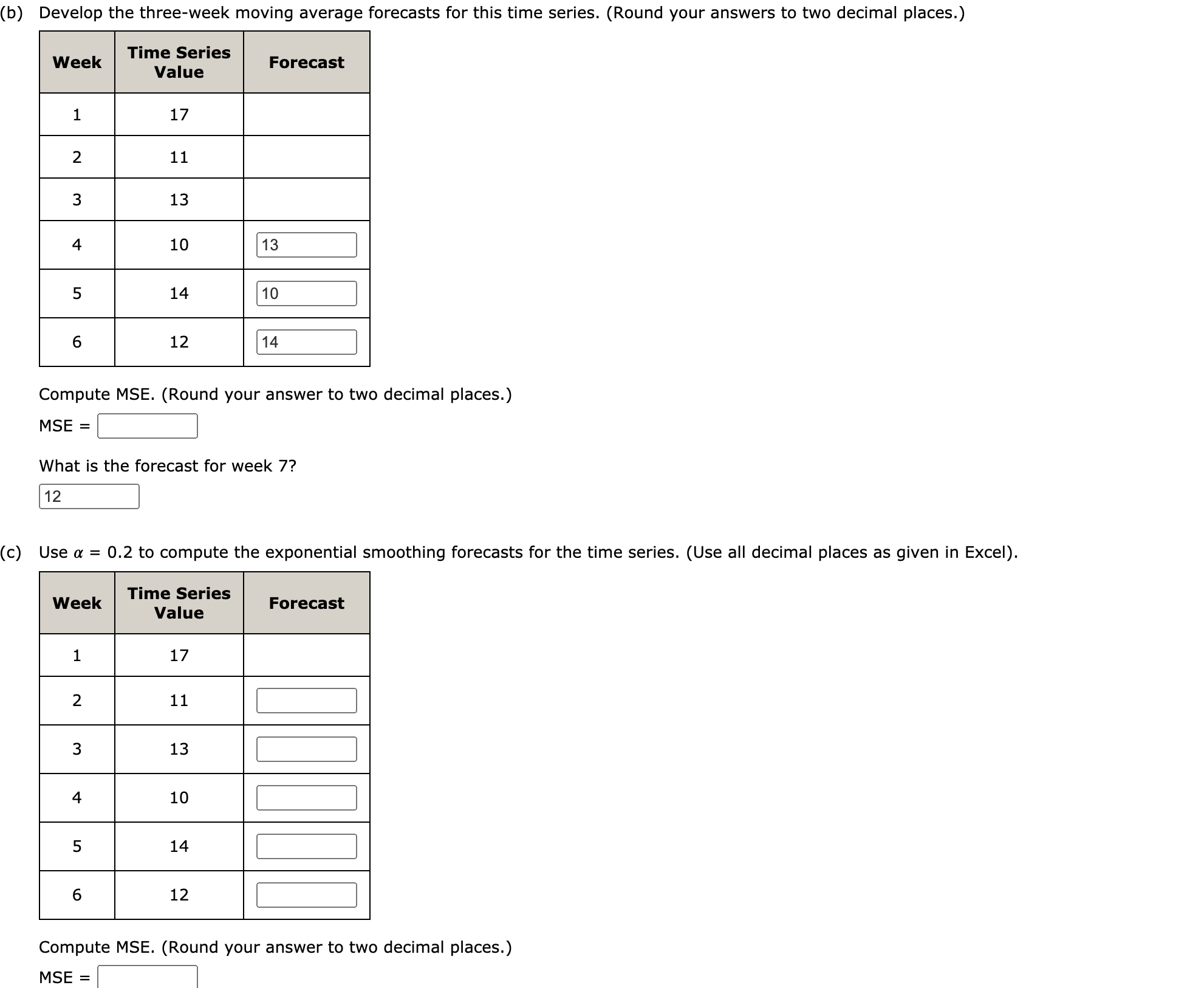 Solved Consider The Following Time Series Data Week 1 2 3 4 Chegg