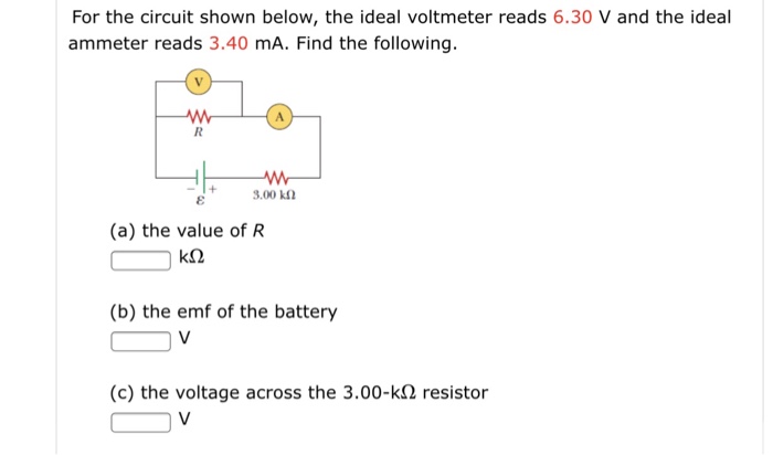 Solved For the circuit shown below, the ideal voltmeter | Chegg.com