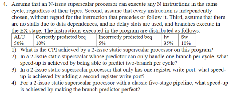 Solved Assume that an N-issue superscalar processor can | Chegg.com