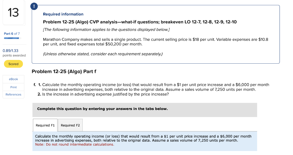 Solved Required information Problem 12-25 (Algo) CVP | Chegg.com