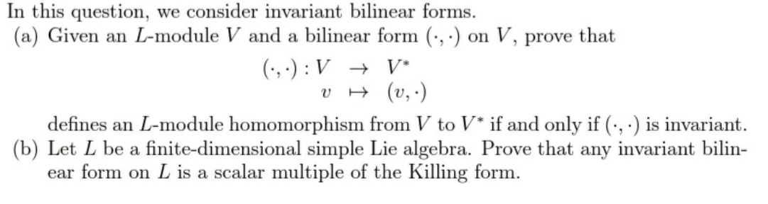 Solved In This Question We Consider Invariant Bilinear